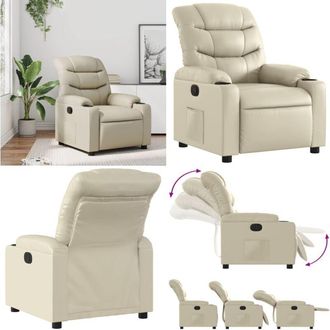 vidaXL Relaxsessel Creme Kunstleder - Komfortsessel - Liegefunktion - Relaxsessel - Sessel Mit Armlehnen - Beistelltisch - Home & Living
