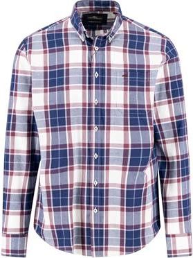 Fynch-Hatton Chemise en coton avec motif &agrave; carreaux multicolores et col boutonn&eacute;, Deep Merlot, XXL