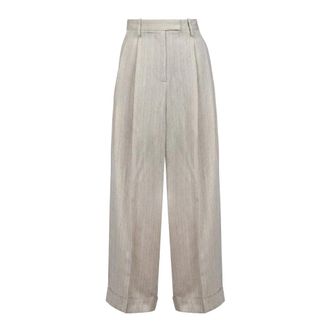 Alysi Tailored Wide Hosen - - Trousers - Damen - Beige - M
