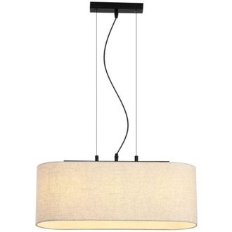 Searchlight Suspension Hessian noir avec abat-jour en lin - 30503-3BK