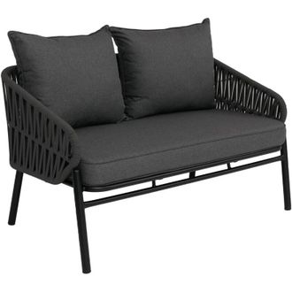 Hhg [NEUWERTIG] Aluminium-Gartenbank HHG-220, Gartensofa Outdoor Sitzbank, Seilgeflecht Rope Stoff/Textil (180g/m&sup2;) anthrazit