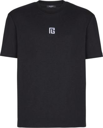Balmain Homme, Tops, Noir, Taille: L T-shirt avec logo brod&eacute;