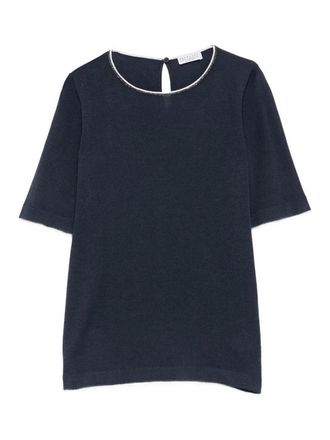 Brunello Cucinelli Pull Col Rond - Bleu
