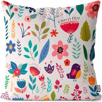 Void Watches Blumenmuster grafisch Bl&uuml;ten Kissenbezug 40x40 Kissenh&uuml;lle Polyester Zierkissen Couchkissen Ostern Osterdeko Deko, Kissen Gr&ouml;&szlig;e:40 x 40 cm