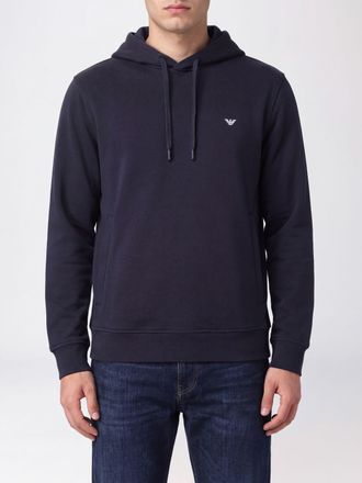 Emporio Armani Sweat &agrave; capuche en coton m&eacute;lang&eacute; avec logo Aigle