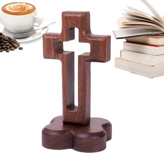 Generico Holzkreuz - Statuen zum Stehen des heiligen Osters, katholische Tischdekoration mit Sockel | f&uuml;r Wohnzimmer, Arbeitszimmer, Schlafzimmer, B&uuml;ro, Bad, K