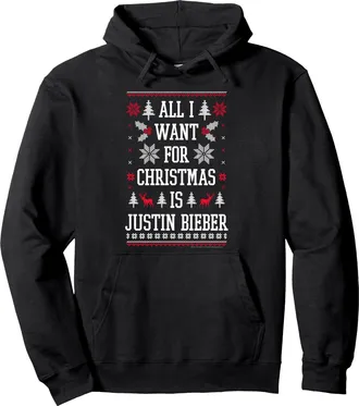 JUSTIN BIEBER Offizielles Justin Bieber All I Want for Christmas Pop Retro Pullover Hoodie