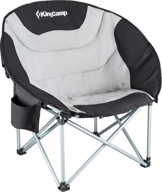 KingCamp MoonChair XL Camping Klapp Stuhl Garten Falt Sessel K&uuml;hltasche 150 kg Black/Light Grey