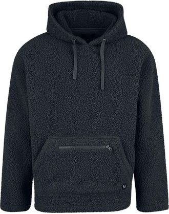 RED by EMP Herren schwarzer Kapuzenpullover mit kuscheligem Teddyfell L