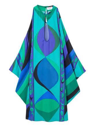Pucci Seidenkaftan mit Print - Blau