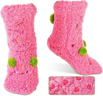 Generic Chaussettes antidérapantes pour femme - Thème animal mignon - Chaussettes pelucheuses super douces, chaudes et confortables avec semelles antidérapant