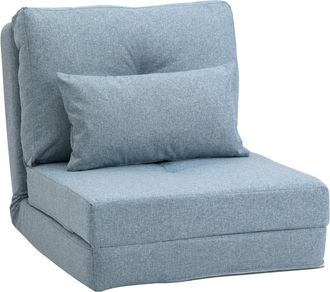 HOMCOM 2 in 1 Schlafsessel Klappbar Schlafsofa mit Bettfunktion Verstellbarer R&uuml;ckenlehne Kissen G&auml;stebett in Leinenoptik Klappsessel Sessel f&uuml;r Wohnzimmer S