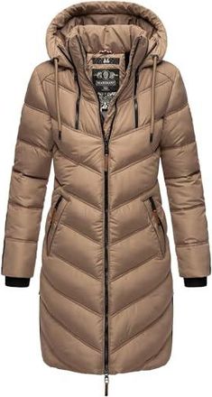 Marikoo Veste dhiver matelass&eacute;e Manteau Parka Veste dhiver matelass&eacute;e pour femme B842, Taupe/gris, S