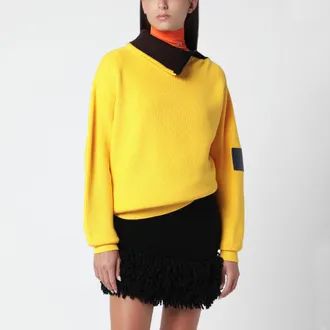 Loewe Gelber Wollpullover mit Rei&szlig;verschlussdetail