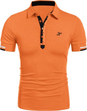 Coofandy Poloshirt Herren Kurzarm Golf T-Shirt Männer Polohemd Sommer Muscle Shirts Sports Polo Slim Fit Safrangelb XL