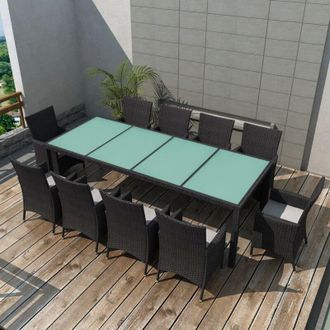 vidaXL Vidaxl - Ensemble &agrave; manger dext&eacute;rieur 11 pcs coussins r&eacute;sine tress&eacute;e