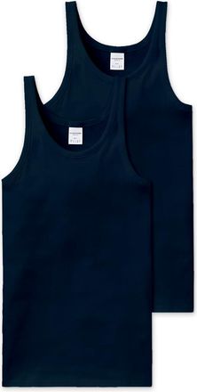 Schiesser Herren 2 Pack Unterhemd ohne Arm-Essential Feinripp Unterwäsche, Navy_205144, 9/ 3XL (2er Pack)