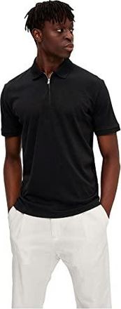 Selected Selected Homme Polo Slhfave Zip SS pour Homme, Noir, M