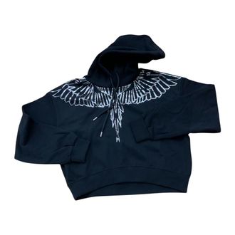 Marcelo Burlon Femme, Sweatshirts et sweats &agrave; capuche, Noir, Taille: 38 FR Crop Silver Wings