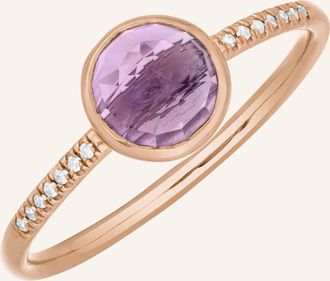 Leaf Ring Amethyst Aus 14 Karat Ros&eacute;gold Mit Diamanten rosegold