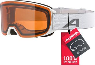 Alpina NAKISKA - Beschlagfreie, Extrem Robuste & Bruchsichere OTG Skibrille Mit 100% UV-Schutz F&uuml;r Erwachsene, white matt