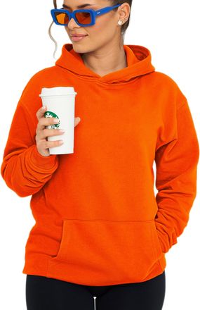 Behype. Damen Oversize Hoodie Kapuzenpullover Einfarbig Basic Heavy Blank Pullover Unifarben Kapuzen-Sweatshirt F&uuml;r Frauen DC_Damen_8001-Orange-XXL