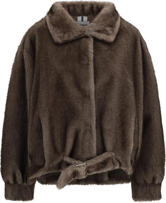 S.W.O.R.D 6.6.44 Kunstpelzjacke mit Tailleng&uuml;rtel - - Jackets - Damen - Braun - XS