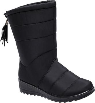 Minkissy Bottes de Neige pour Femmes Hautes Noires Taille 37 Tige Imperm&eacute;able en Tissu Doublure Polaire Chaude Semelle &Eacute;paisse Antid&eacute;rapante Bottes DHiver Conf