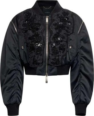 John Richmond Femme, Vestes, Noir, Taille: 42 FR Bomber Corto Maniche Arricciate