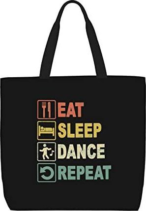 Generic Sac De Courses Manger, Dormir, Danser, R&eacute;p&eacute;ter Sac De Shopping Lavables Personnaliser Sacs En Toile Pour Femmes, Pour Filles, Burea, Shopping, Femmes