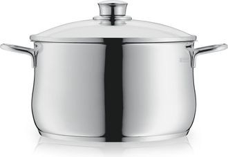 WMF Diadem Plus Kochtopf gro&szlig; 24cm, Glasdeckel, Fleischtopf Induktion 6,5l, Cromargan Edelstahl poliert, unbeschichtet