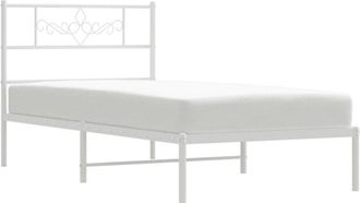 vidaXL Bettgestell mit Kopfteil Metall Wei&szlig; 100x190 cm vidaXL