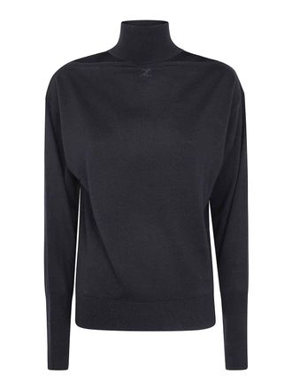 Courr&egrave;ges Pull Col Rond - Noir