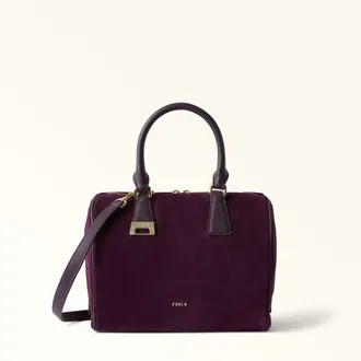 Furla Olivia Boston-tasche M Toni Winter Bloom Violett Wildleder + Sidney-kalbsleder Damen