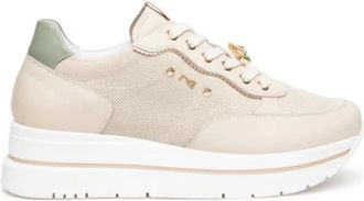 Nero Giardini Femme, Chaussures, Beige, Taille: 39 EU Baskets en cuir &agrave; fermeture &eacute;clair lat&eacute;rale