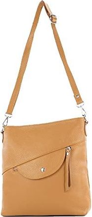 modamoda.de T223 Sac &agrave; bandouli&egrave;re en cuir pour femme Taille M Fabriqu&eacute; &agrave; la main en Italie, camel, m