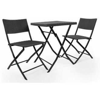 Jardideco Jardideco - Salon de jardin en r&eacute;sine tress&eacute;e Oruro 2 places Anthracite