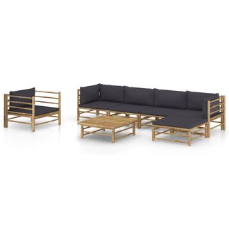 vidaXL Vidaxl - Set Divani Da Giardino 7 Pz Con Cuscini Grigio Scuro In Bamb&ugrave;