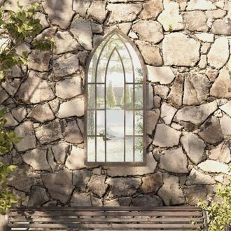 vidaXL Vidaxl - Miroir de jardin Sable 100x45cm Fer pour utilisation ext&eacute;rieure
