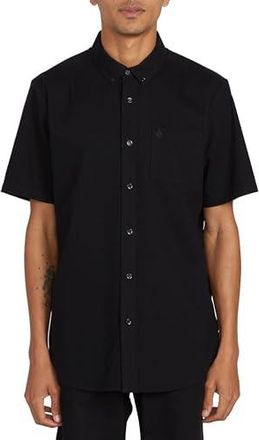 Volcom Everett Oxford Short Sleeve Button Down Woven Shirt Chemise à Bouton Bas, Noir, L Homme