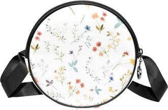 Generic Sac &agrave; bandouli&egrave;re rond pour femme, petit sac &agrave; bandouli&egrave;re &agrave; motif floral avec fermeture &eacute;clair, bretelles r&eacute;glables, sac &agrave; main rond d&eacute;contract&eacute; pour