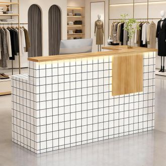 Generic Empfangstheke mit LED-Beleuchtung Empfangstheke mit abschlie&szlig;baren Schubladen Stauraum und Tastaturablage Ideale Kassentheke f&uuml;r B&uuml;ro Zuhause oder Kli