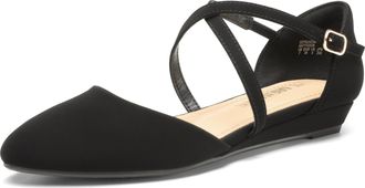 Dream Pairs Damen Flache Schuhe Ballerinas mit spitzer Zehenpartie Flache Schuhe niedrigem Keilabsatz Knöchelriemen Slip-on-Schuhe Elegante fürs Büro Arbeit,Size 