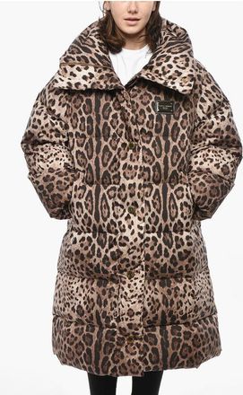 Dolce & Gabbana Animal Patterned Oversized Puffer Jacket size 36