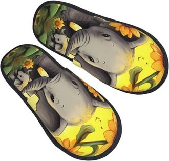 Generic Slippers Tournesols Mère Et Bébé Éléphant Doux Pantoufles En Coton Portative Pantoufles Pour Outdoor DIntérieur Voyage M