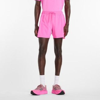 New Balance Herren RC Short 5 in Rosa/Grau, Polywoven, Gr&ouml;&szlig;e L