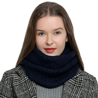 DonDon Loop Schal Damen Winter Schlauchschal Winterschal Rundschal weich und warm dunkelblau