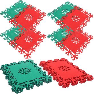 NUOBESTY 24 St&uuml;ck Weihnachts Tischset Schneeflocken Design Hitzebest&auml;ndig Filz Platzsets Rot Gr&uuml;n rutschfeste Tischmatten f&uuml;r Festtagsdekoration und Partytisch