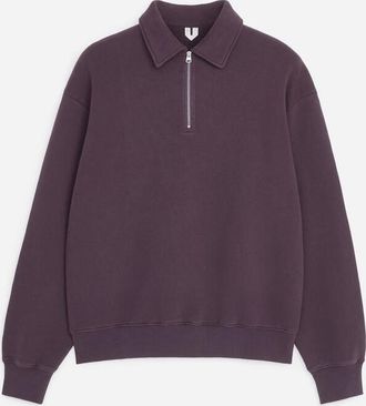 Arket Sweatshirt Aus Baumwolle Mit Kurzem Rei&szlig;verschluss -Lila