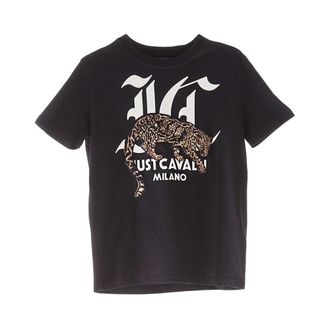 Just Cavalli T-Shirt Logo Leopardo - - Tops - Damen - Schwarzk - S